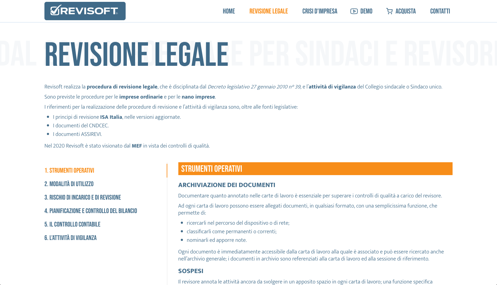 Revisoft - Il software per l'attività di Vigilanza e per la Revisione Legale